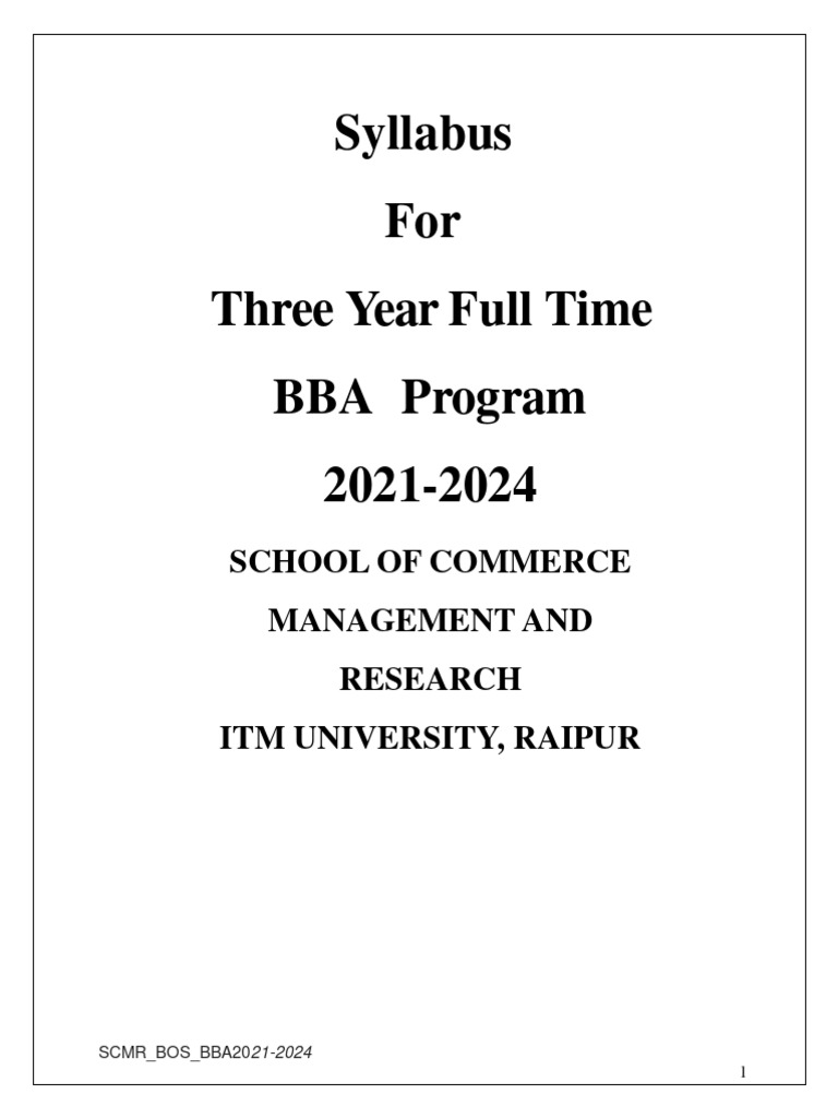 BBA Syllabus BOS-2021-24 (Entre) | PDF | Cost Of Living | Cost Accounting