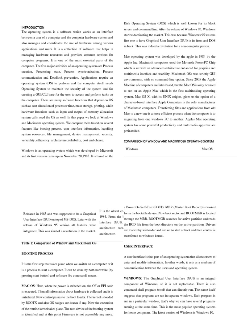 AComparativeAnalysisofOperatingSystem | PDF | Operating System | Mac Os