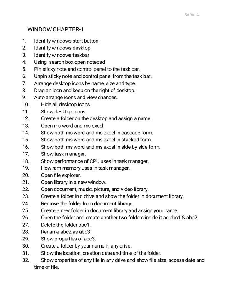 Windows Chapter - 1 Q | PDF | Computer File | Directory (Computing)