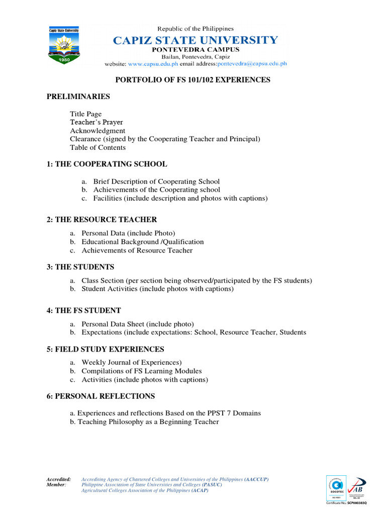 PORTFOLIO in FS 102 | PDF | Teachers | Behavior Modification