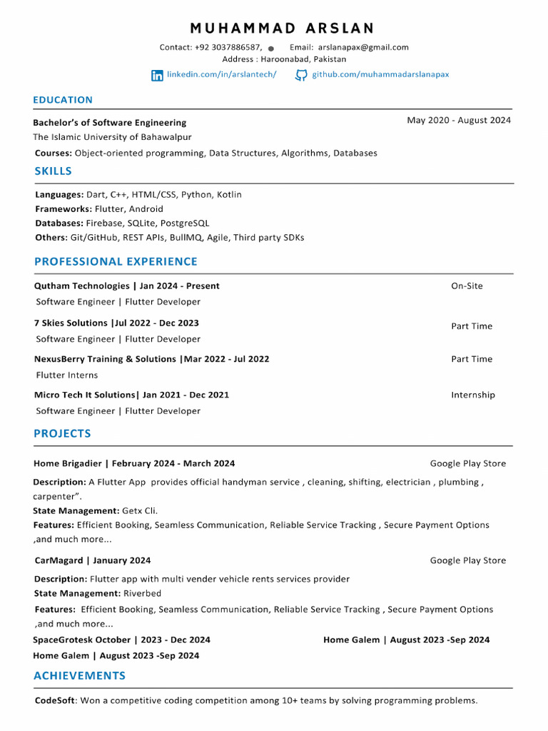 Muhammad Arslan CV | PDF