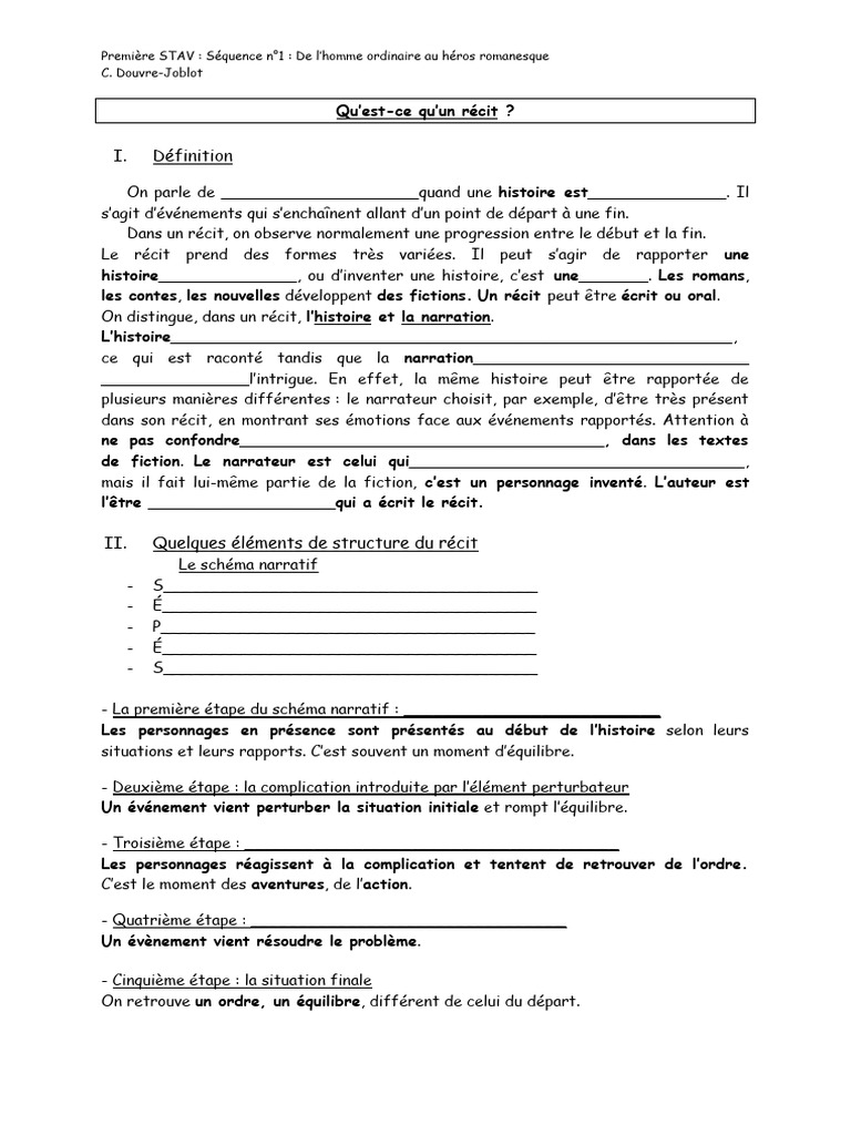 Définition et structure du récit | PDF | Récit | Romans