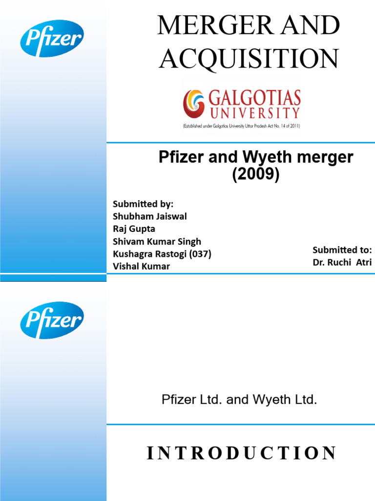 Merger and Acquisition | PDF | Pfizer | Dividend