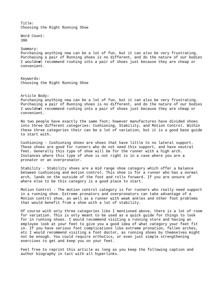 Choosing_the_Right_Running_Shoe | PDF | Foot | Running