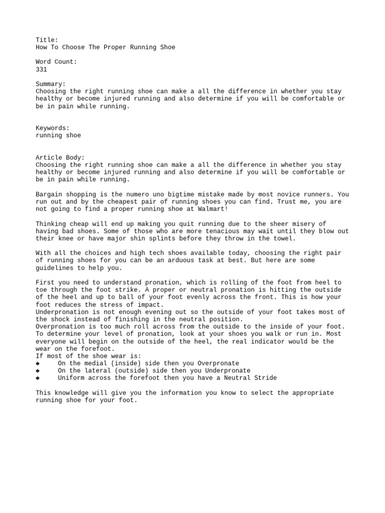 How_To_Choose_The_Proper_Running_Shoe | PDF