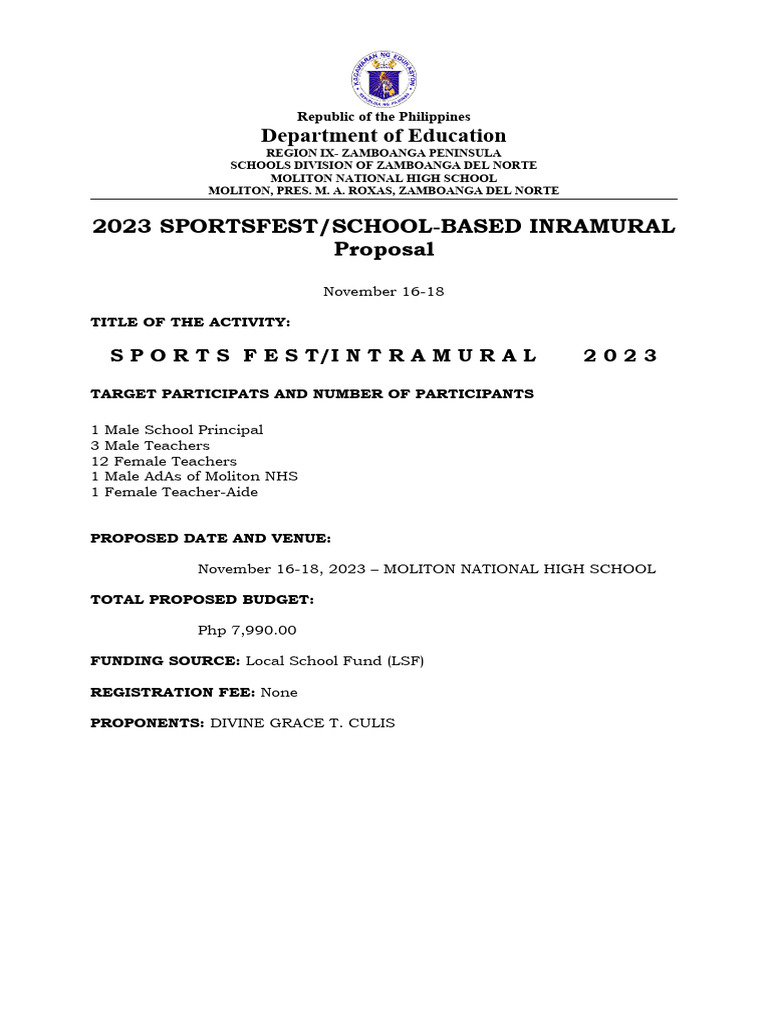 PROPOSAL IN MAPEH | PDF