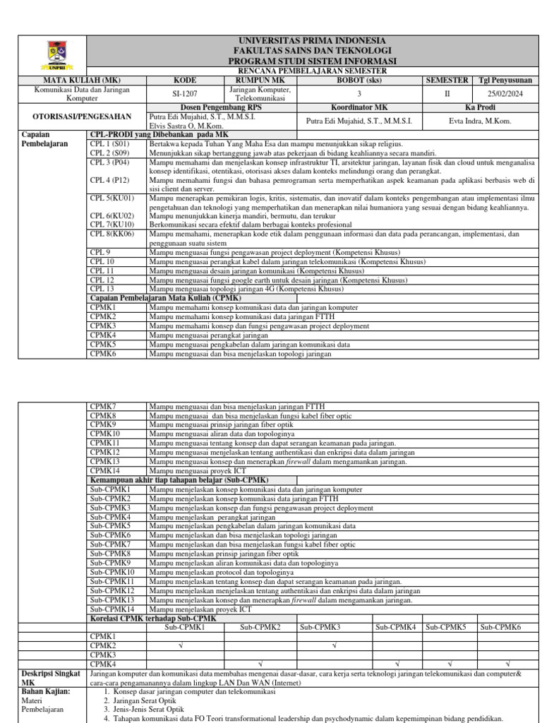 RPS - Komunikasi Data Dan Jaringan | PDF
