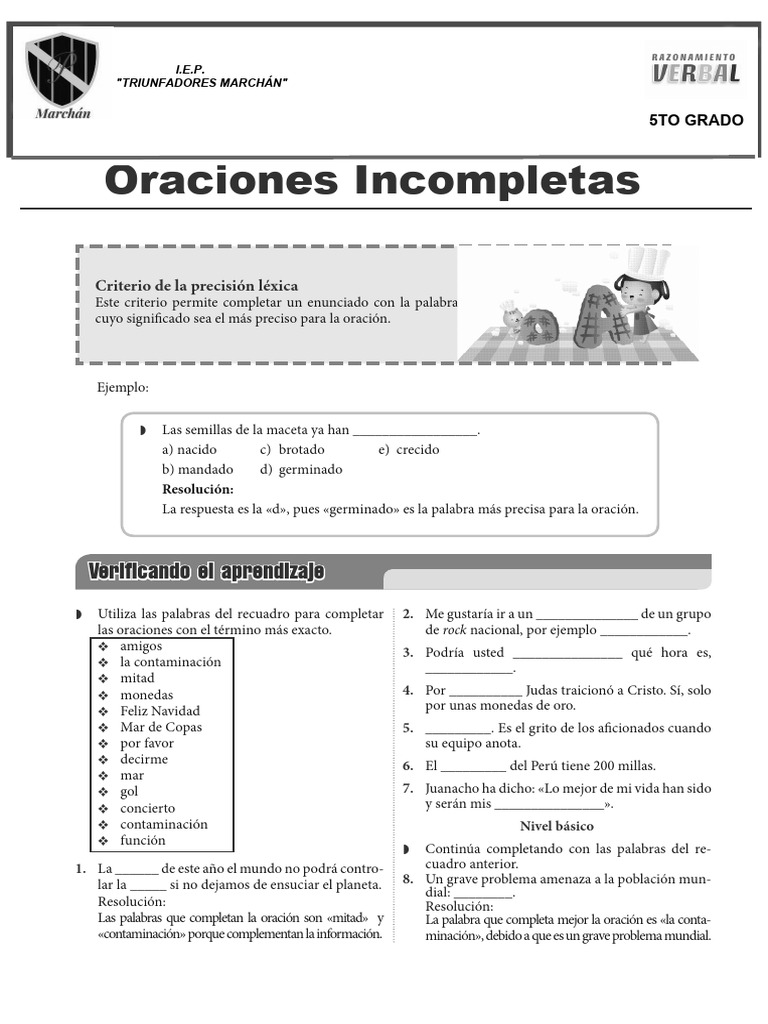 Oraciones Incompletas | PDF