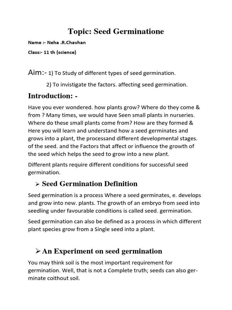 Seed germination | PDF | Seed | Germination
