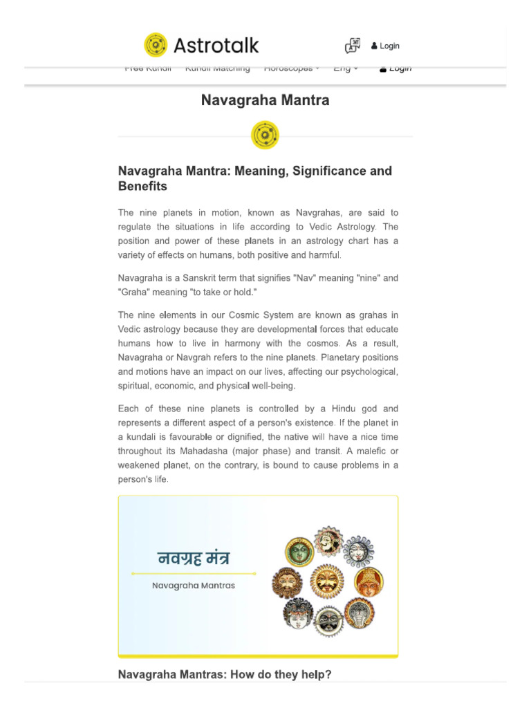 Navgrah Mantra - Know How To Chant The Navagraha Mantras - Astrotalk | PDF