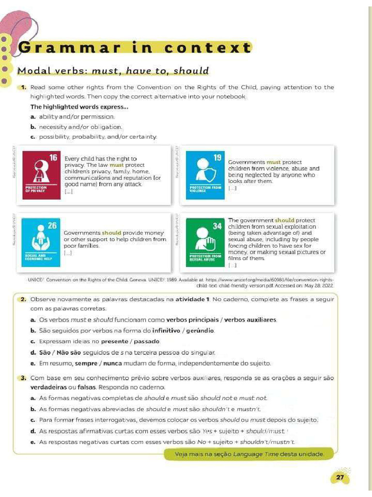 9 Ano Modal Verbs Activity | PDF