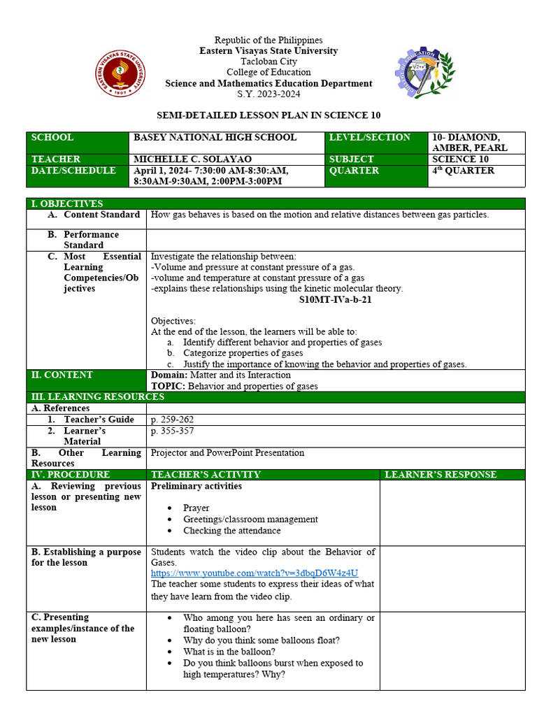 BEHAVIOR-AND-PROPERTIES-OF-GASES | PDF | Gases | Matter