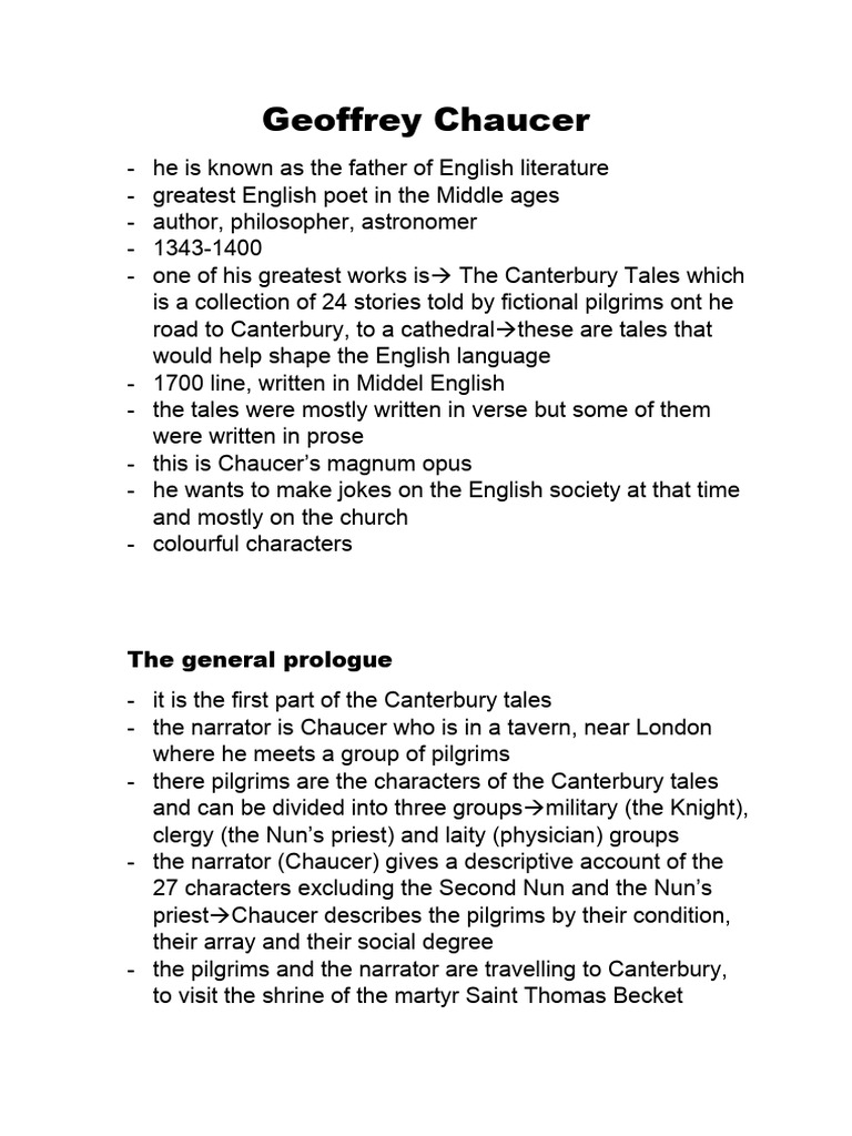 Chaucer | PDF | The Canterbury Tales