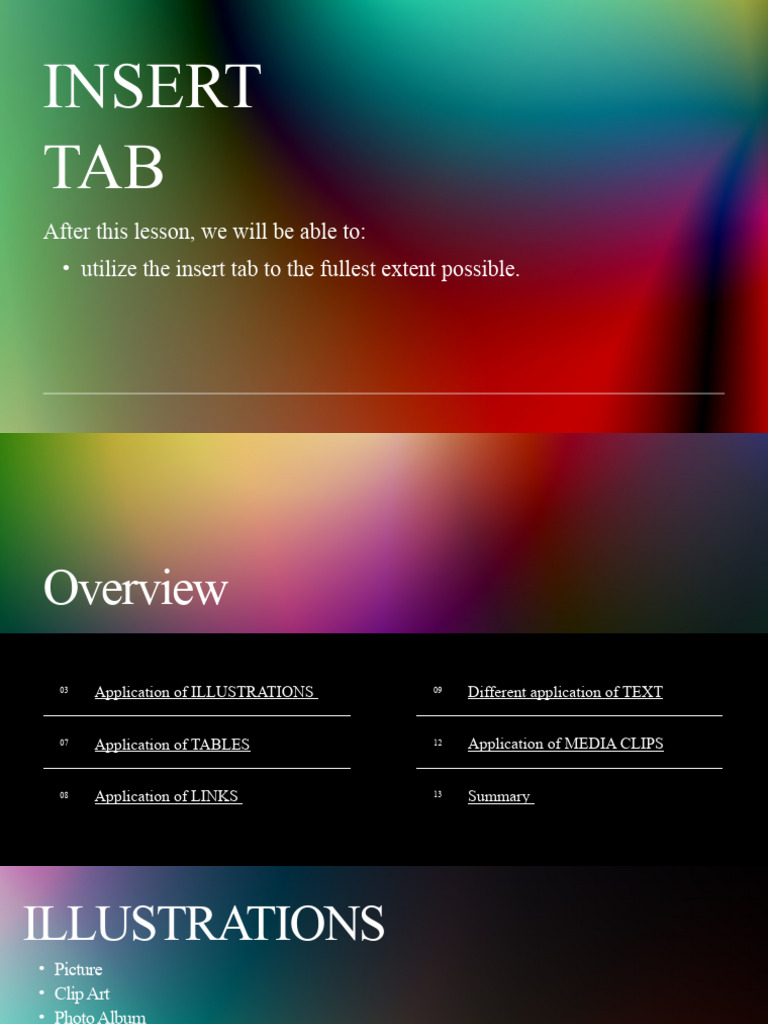 Mastering the Insert Tab in Presentations | PDF