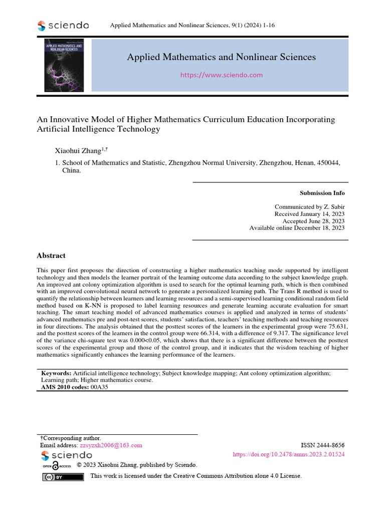 An Innovative Model of Higher Mathematics Curriculum Education ...