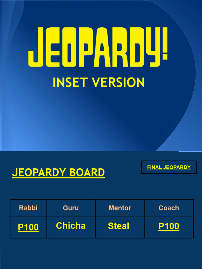 Jeopardy Game TEACHERS VERSION 1 | PDF | Cognitive Science | Pedagogy