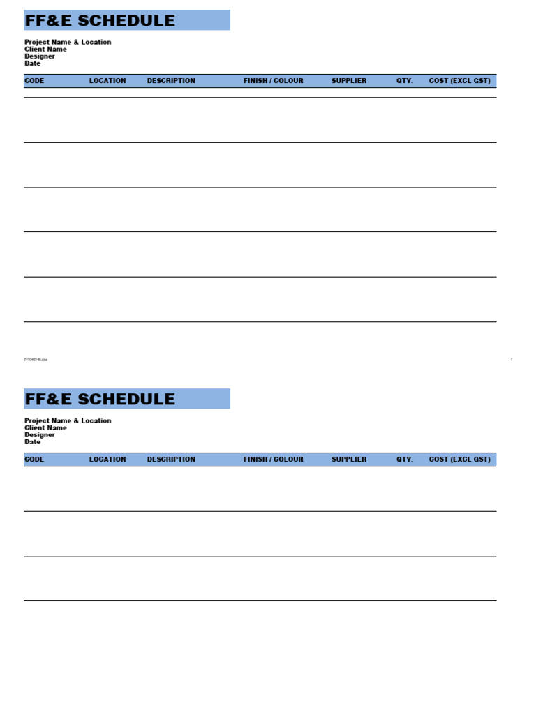 FF - E Schedule Templates | PDF | Architectural Design | Architecture