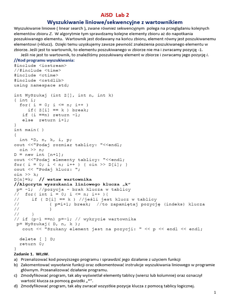 Lab2 AiSD Wyszukaj | PDF