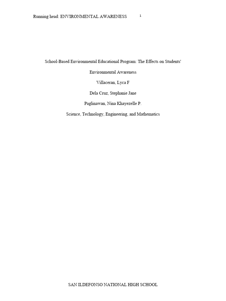 School-Based Environmental Awareness Program | PDF | Sustainability | Waste
