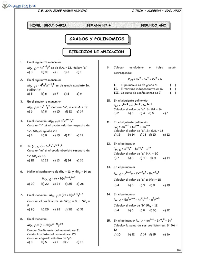 Problemas de Grados y Polinomios | PDF | Álgebra abstracta | Algoritmos