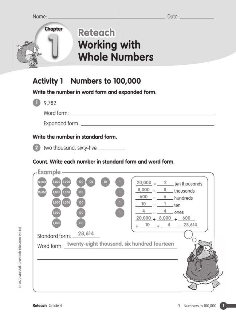 Working With Whole Numbers: Reteach | PDF | Numbers | Elementary ...