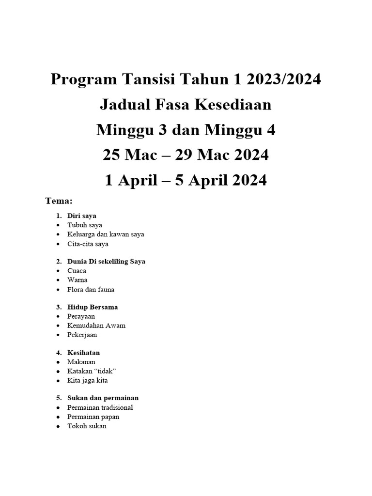 Fasa Penyediaan Program Transisi 2024 - m3m4 | PDF