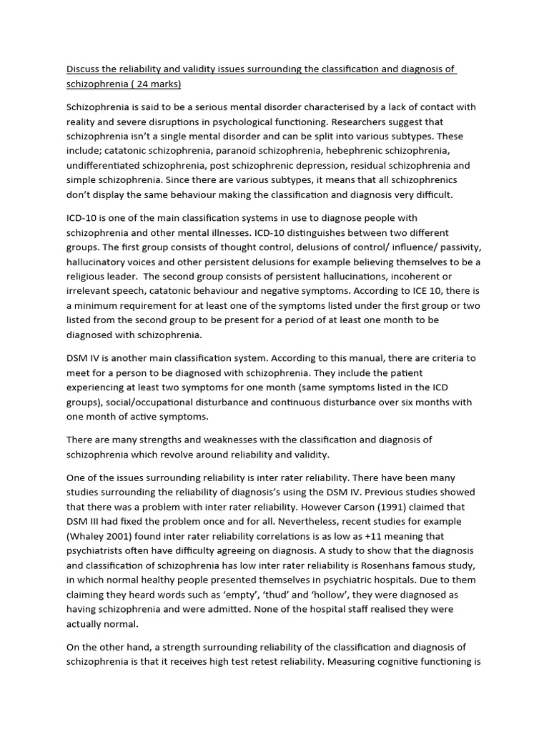 Discuss The Reliability Andvalidity Issues Surrounding The ...