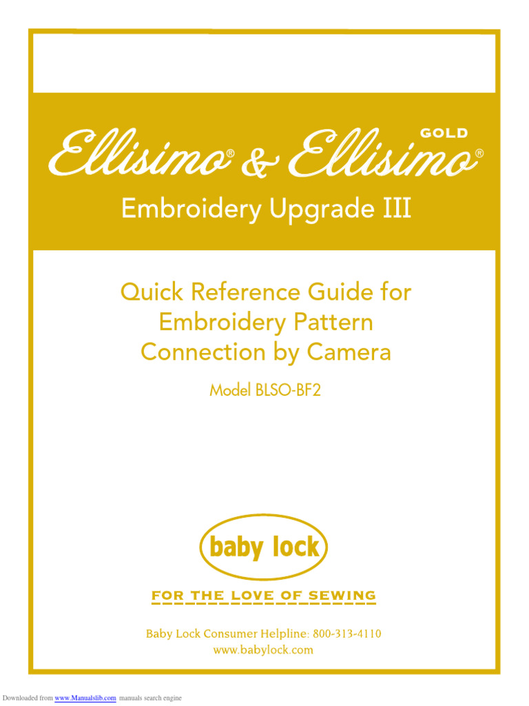 Baby Lock Ellisimo Gold BLSOG Embroidery Upgrade Quick Reference | PDF ...