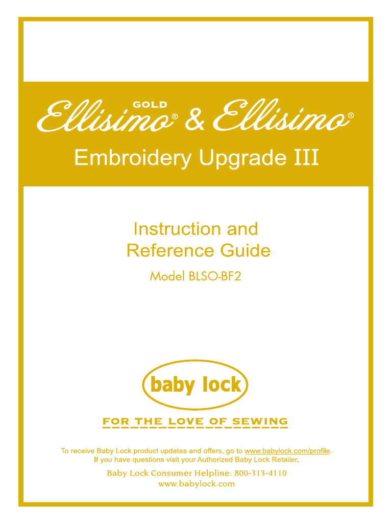 Baby Lock Ellisimo Gold BLSOG Sewing Machine Instruction Manual | PDF ...