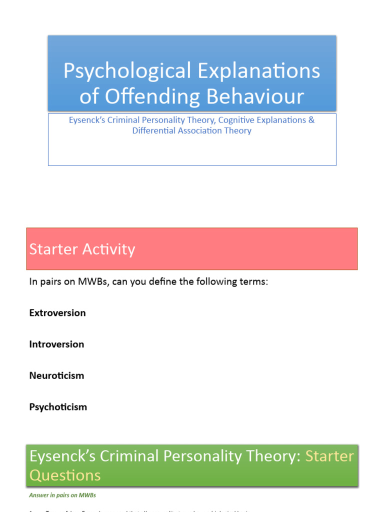 Eysenck's Theory of Criminal Personality | PDF | Extraversion And ...