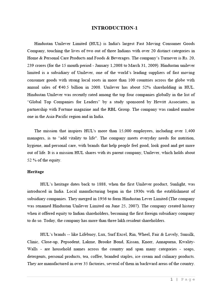 02 Main Project | PDF | Brand | Unilever