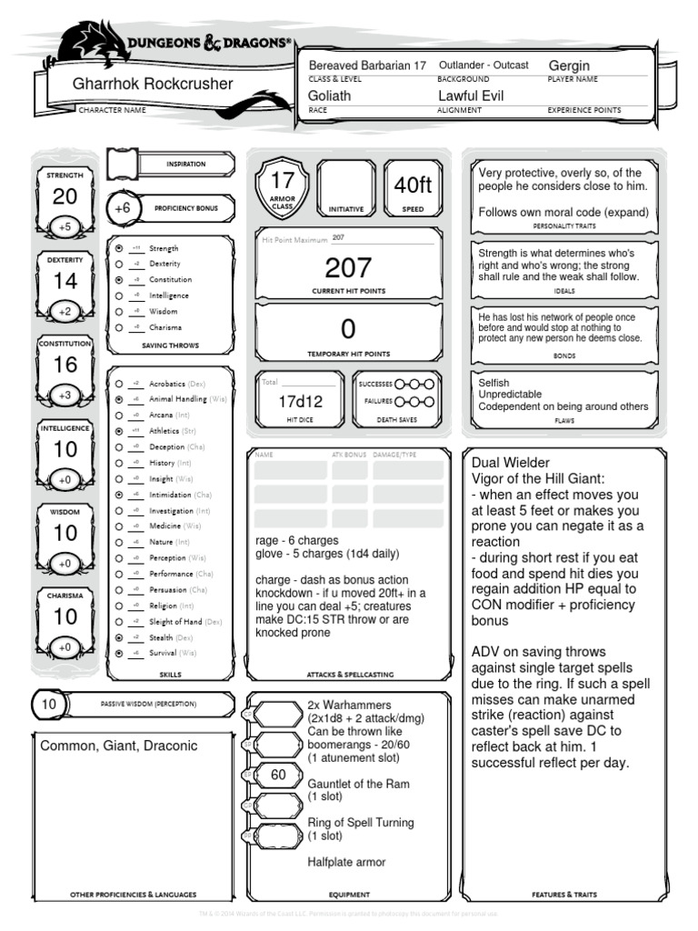 CharacterSheet 3Pgs Complete | PDF | Role Playing Games