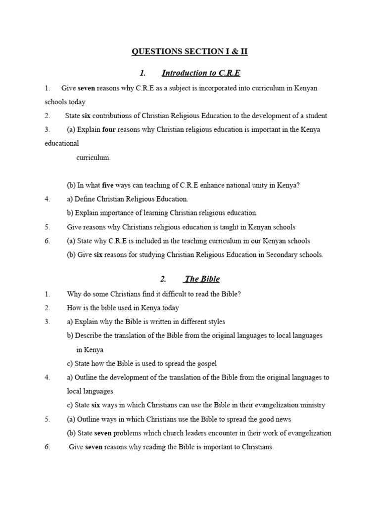 Cre Form 1 Revision Booklet | PDF | Theology | Torah Books