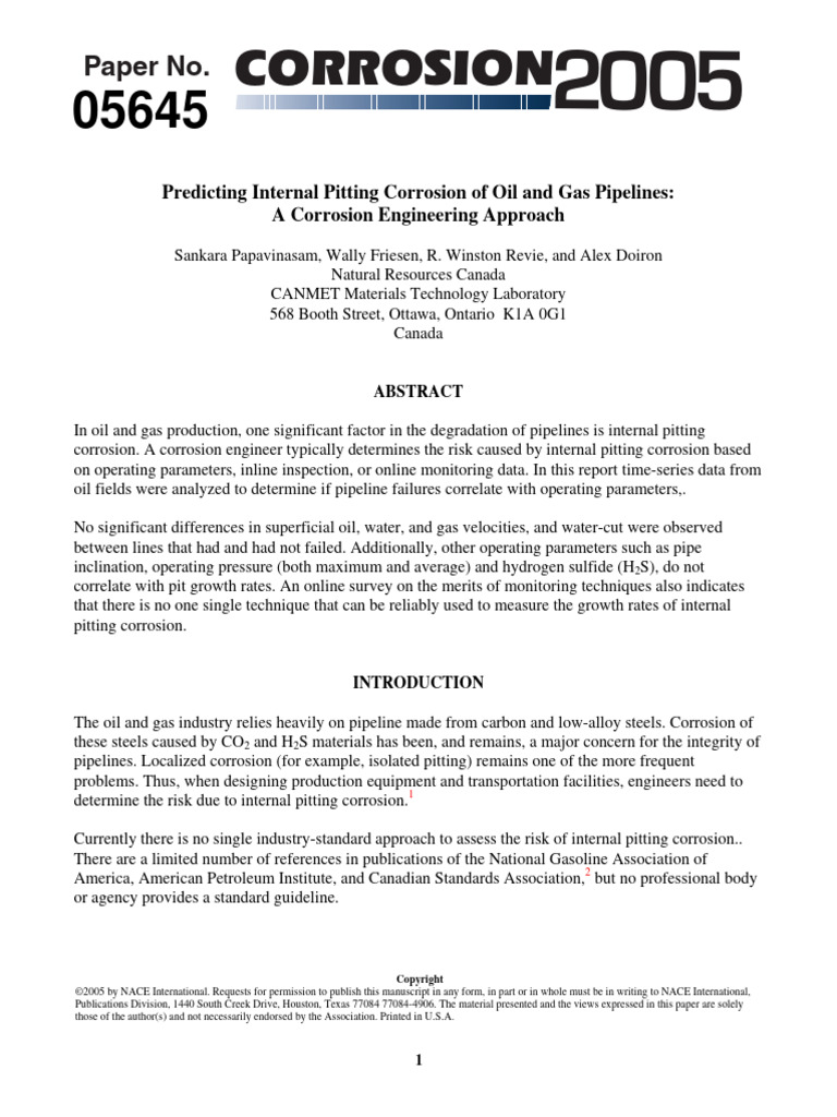 Corrosion Science Review (Corrosion 2005) | PDF | Reliability ...