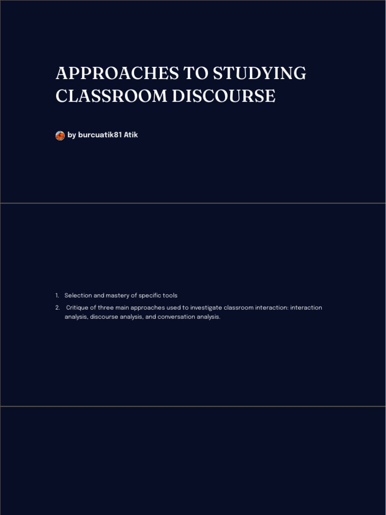 Approaches To Studying Classroom Discourse | PDF | Linguistics | Human Communication