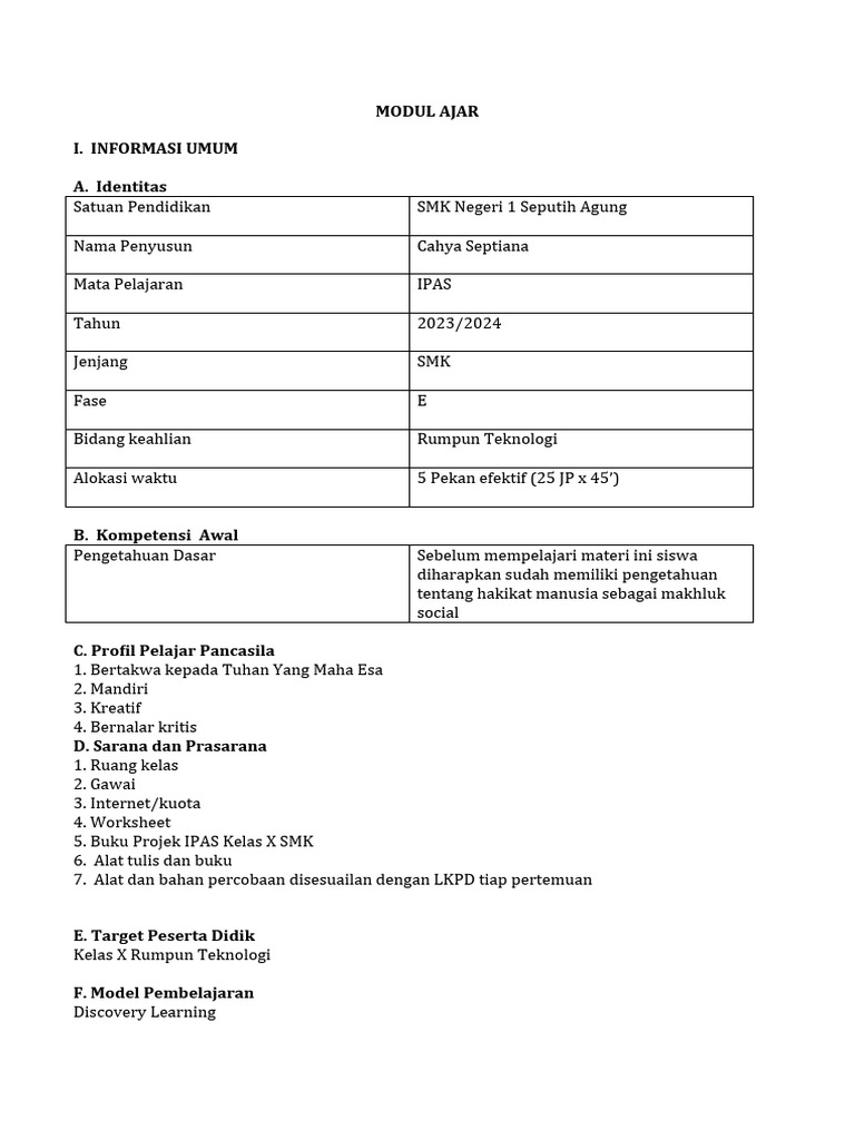 MODUL AJAR Keruangan Konektivitas | PDF