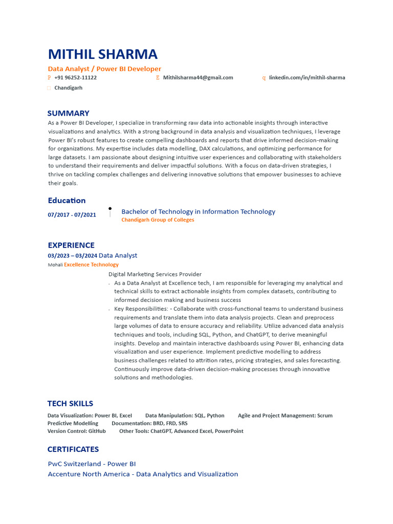 MITHIL SHARMA Resume PDF | PDF | Analytics | Data Science
