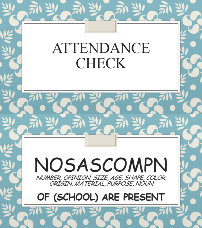 Attendance Check Inset | PDF