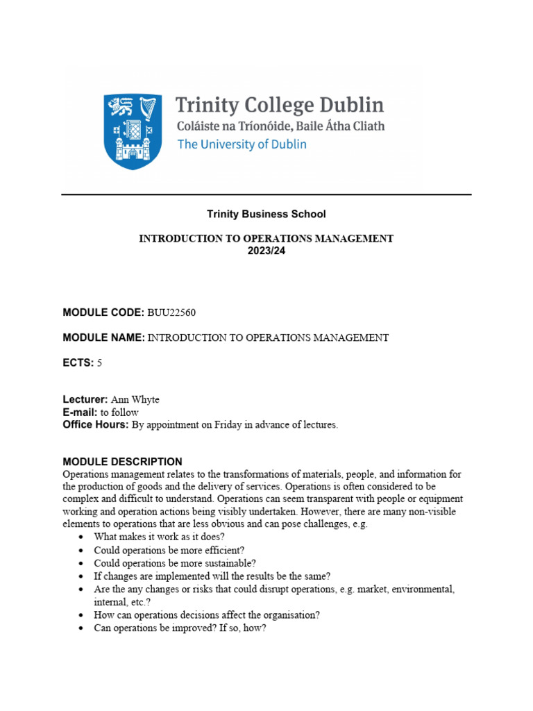 Introduction to Operations Management | PDF | Operations Management ...