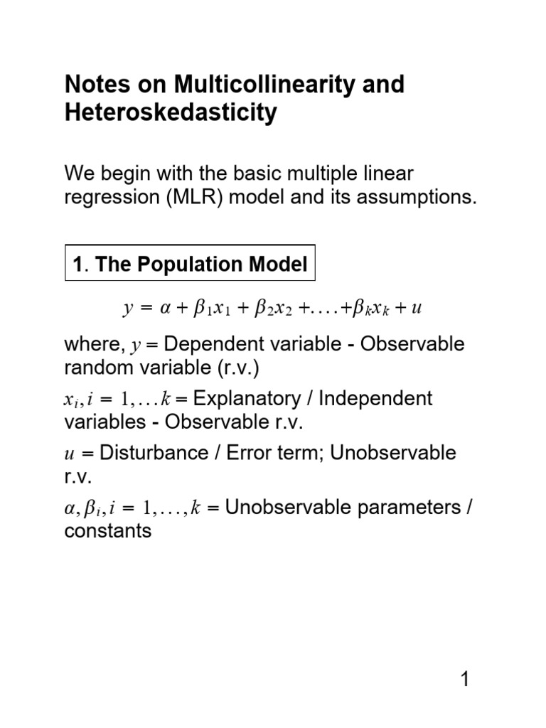 Mult Hetero Notes Agd Pdf Ordinary Least Squares Estimator