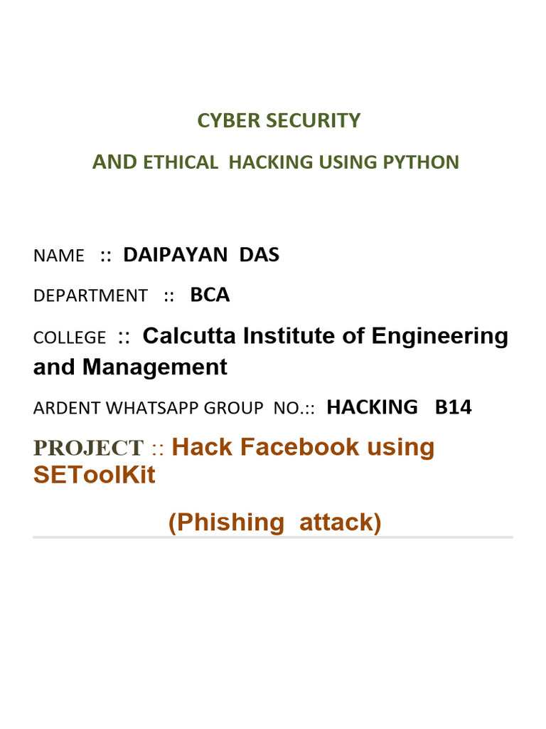 Format of Cyber Security Project Report | Download Free PDF | Security Hacker | Security