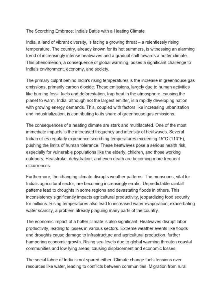 The Scorching Embrace - India's Battle With A Heating Climate | PDF ...