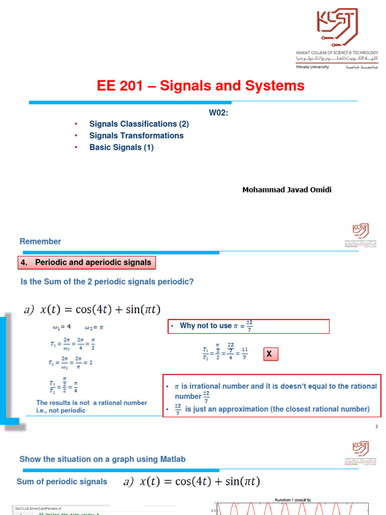 EE201 - W02 - Signals Classifications (2) and Signals Transformations | PDF | Wavelet | Data ...