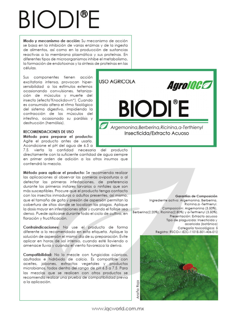 Ficha Tecnica BioDie | PDF | Proteínas | Agrios