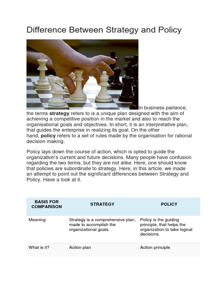 Distinguishing Strategy from Policy | PDF | Policy | Cognition