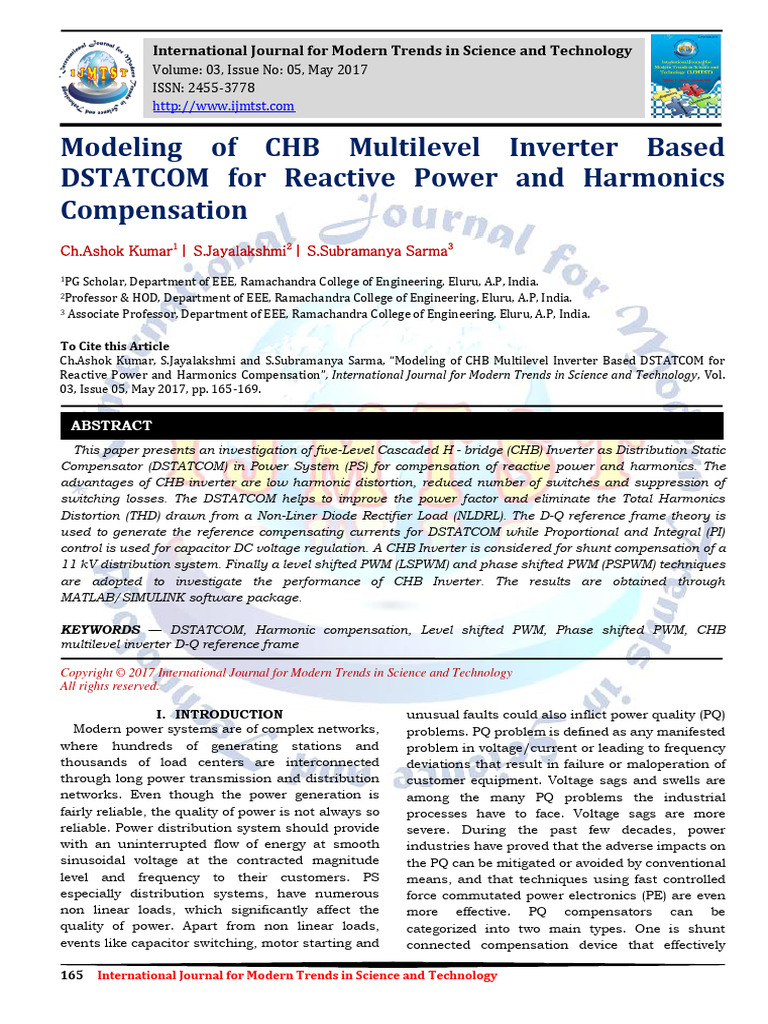 Modeling of CHB Multilevel Inverter Based | PDF | Power Inverter | Ac Power