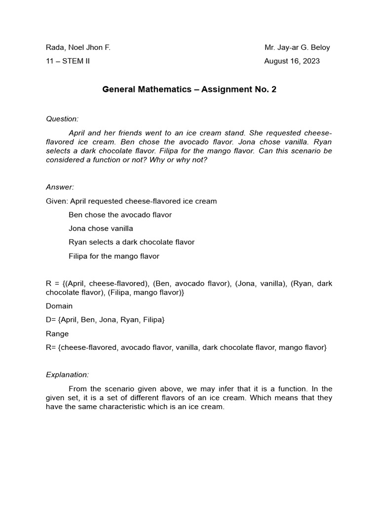Genmath-Assignment No. 2 | PDF
