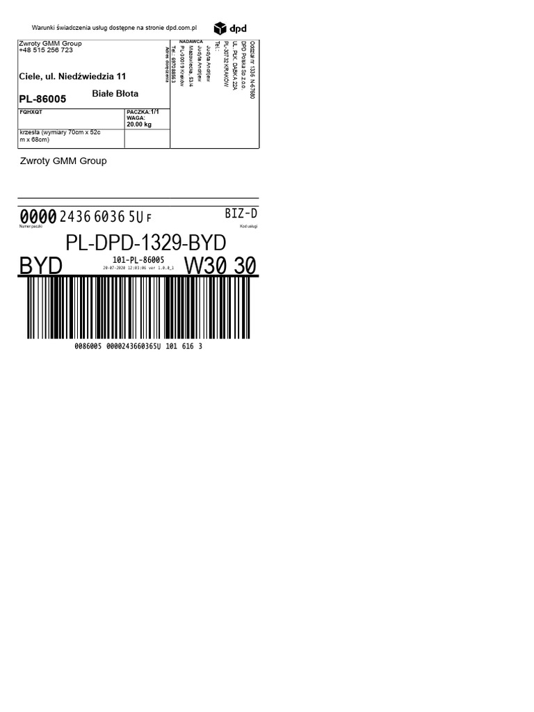 cfJ805ETjk - Etykieta DPD | PDF