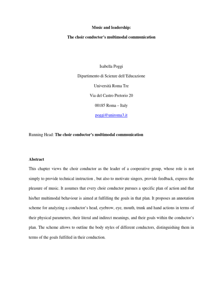Choir Conductor's Multimodal Leadership | PDF | Goal | Conducting