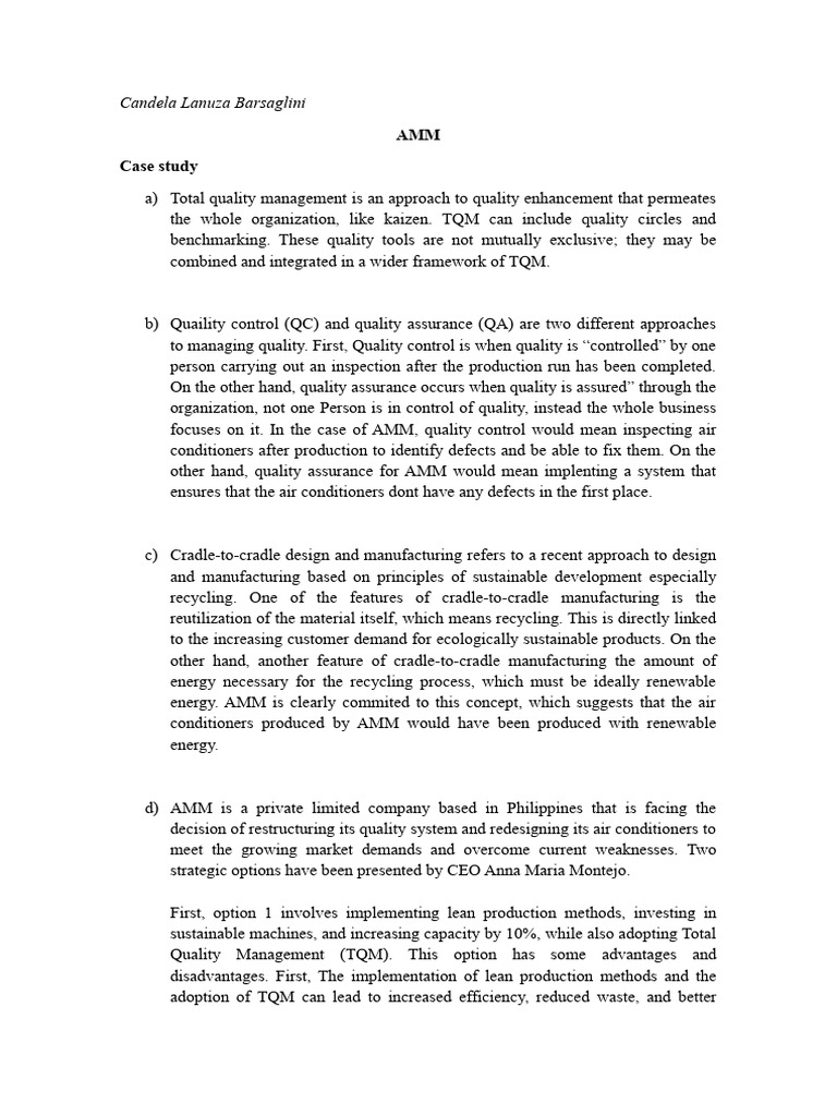 AMM Case Study | PDF | Quality Assurance | Lean Manufacturing